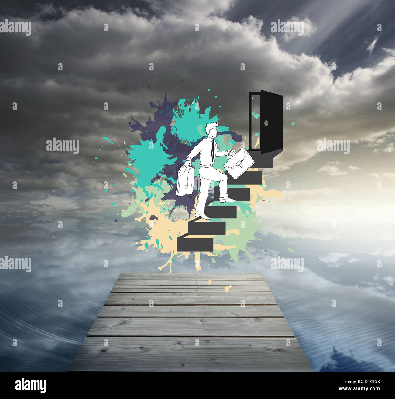 Composite image of career progression concept on paint splashes Stock ...
