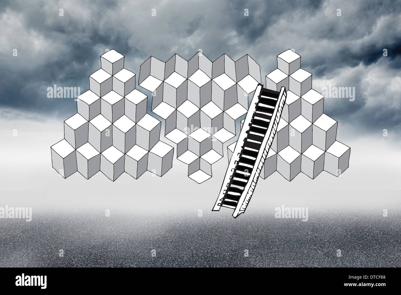Composite image of ladder leaning on triangle design Stock Photo - Alamy