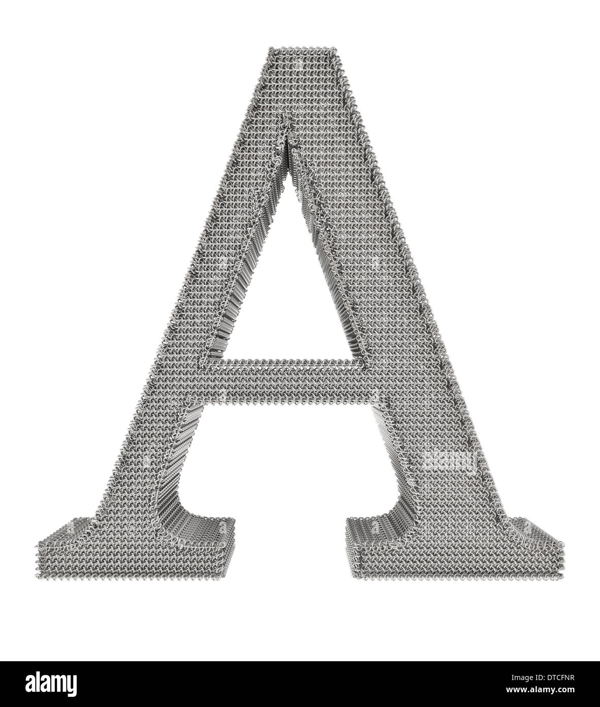 Graphical chain mesh metal lettering isolated on white background Stock ...