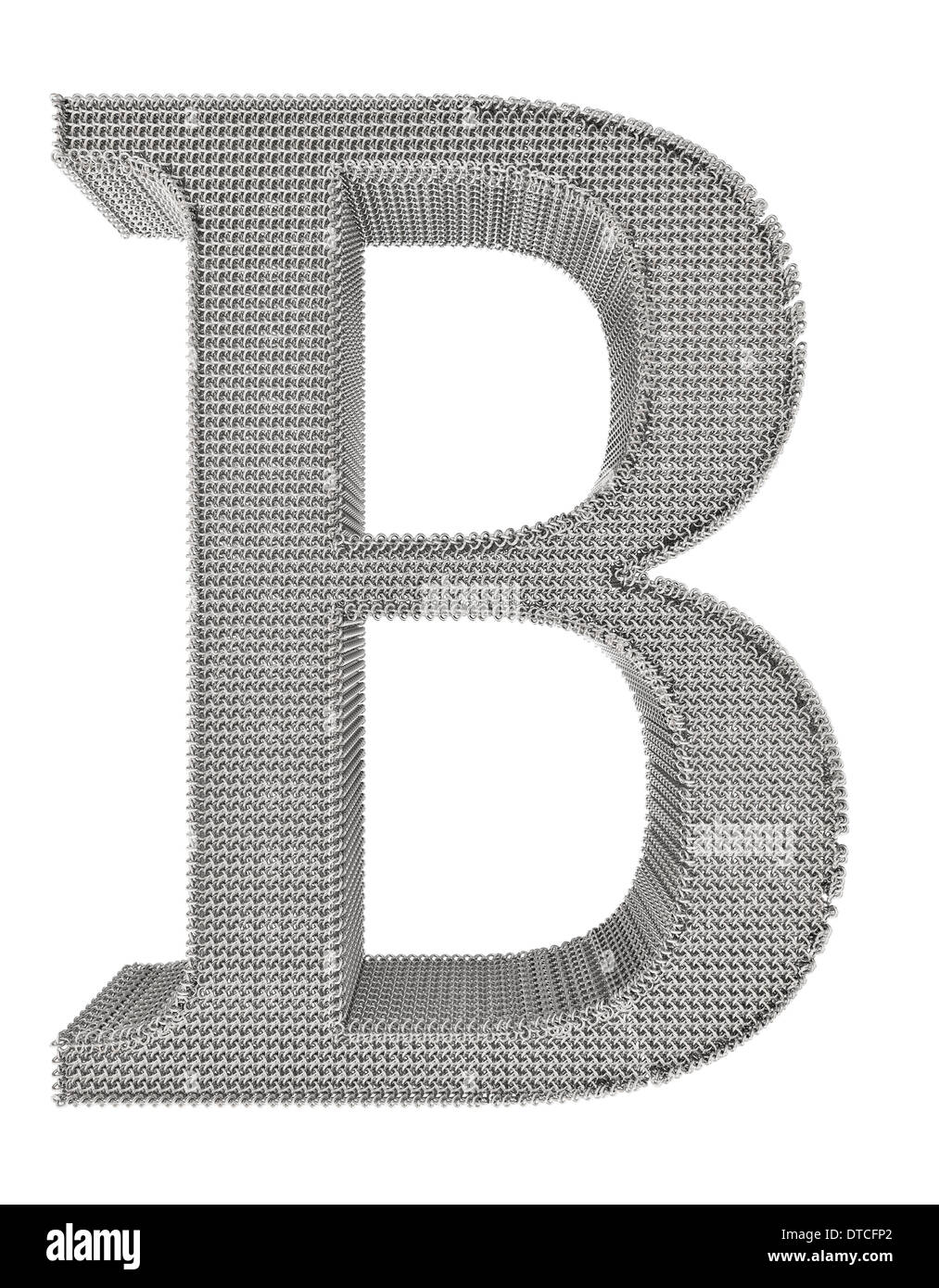 Graphical chain mesh metal lettering isolated on white background Stock ...
