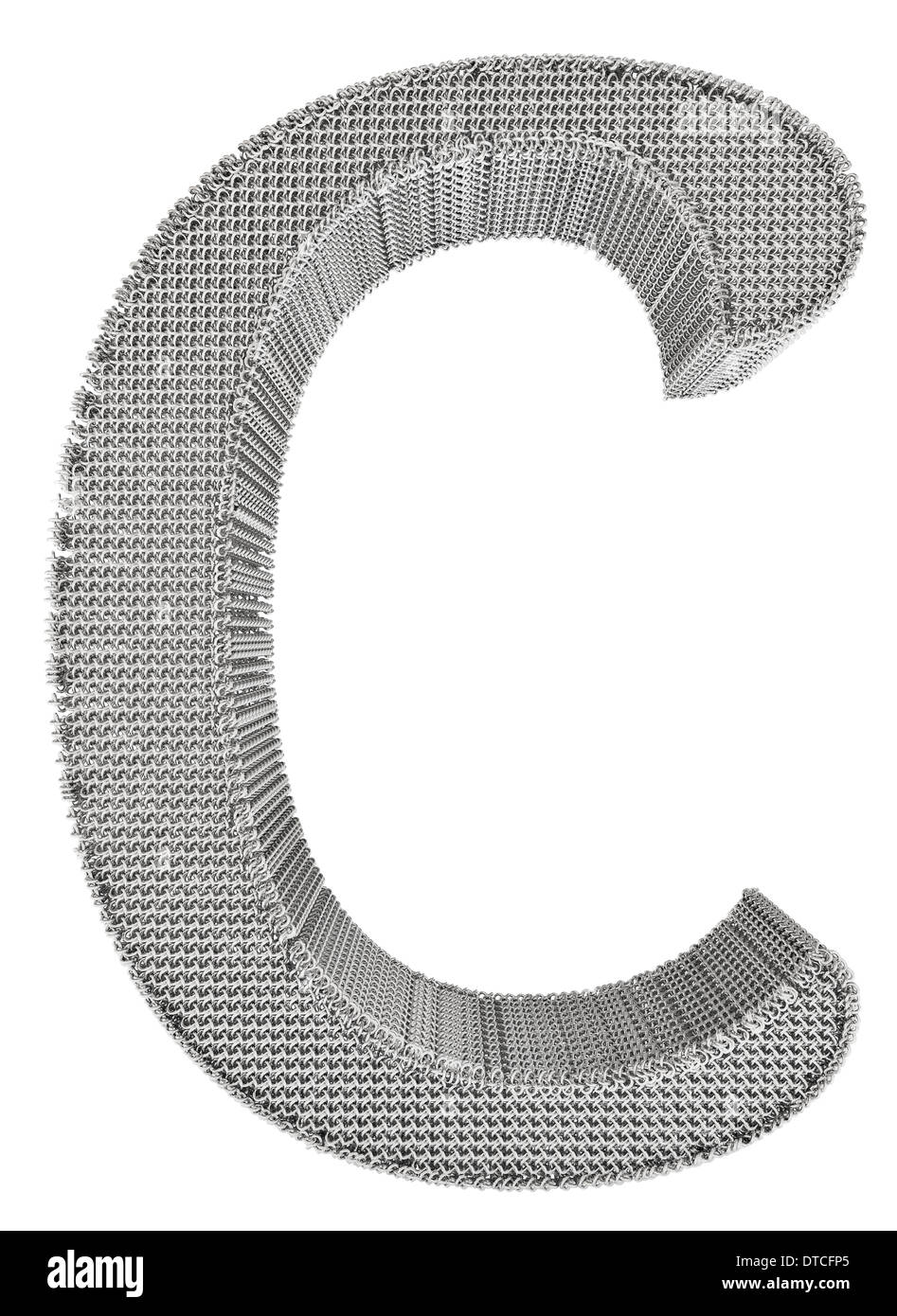 Graphical chain mesh metal lettering isolated on white background Stock ...