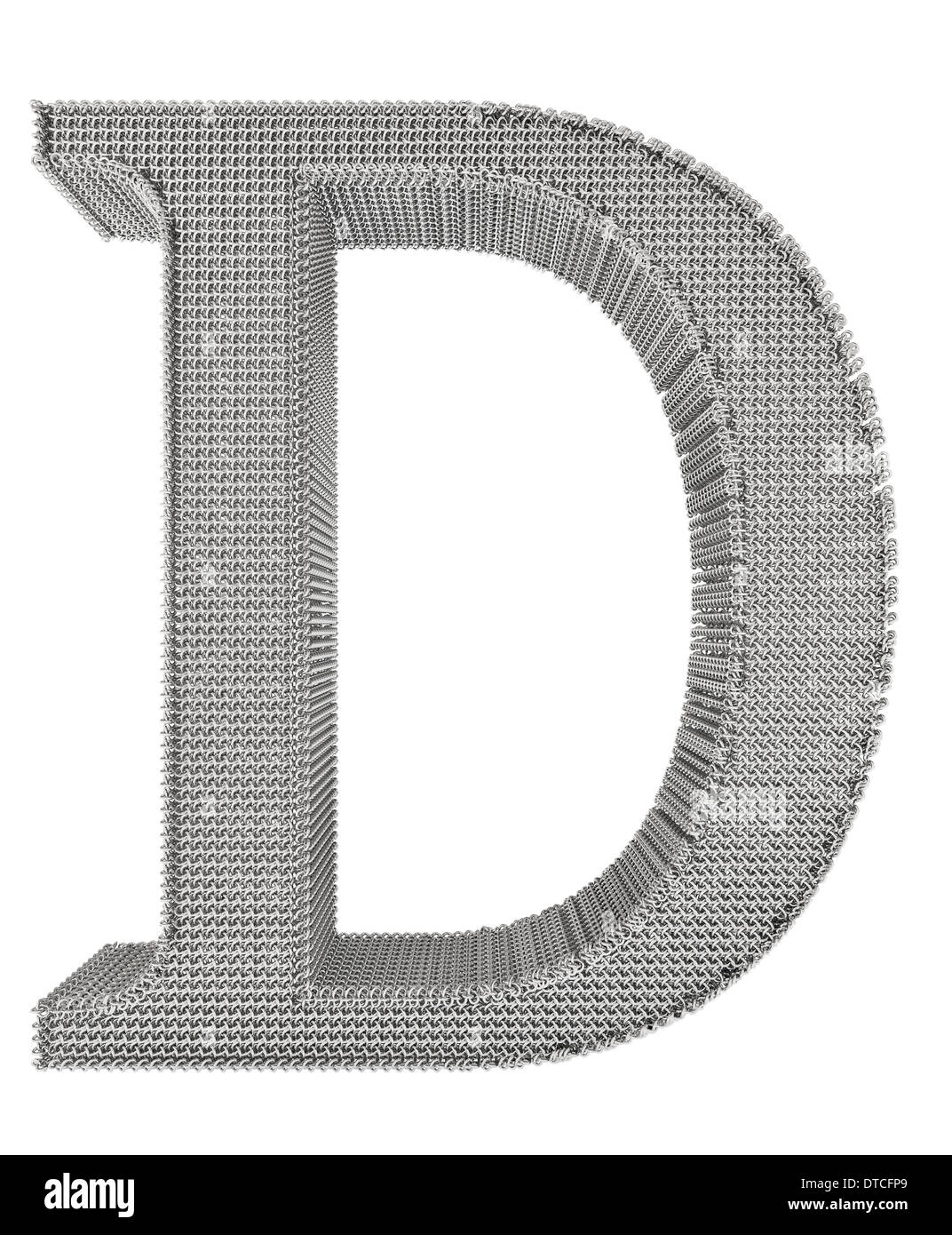 Graphical chain mesh metal lettering isolated on white background Stock ...