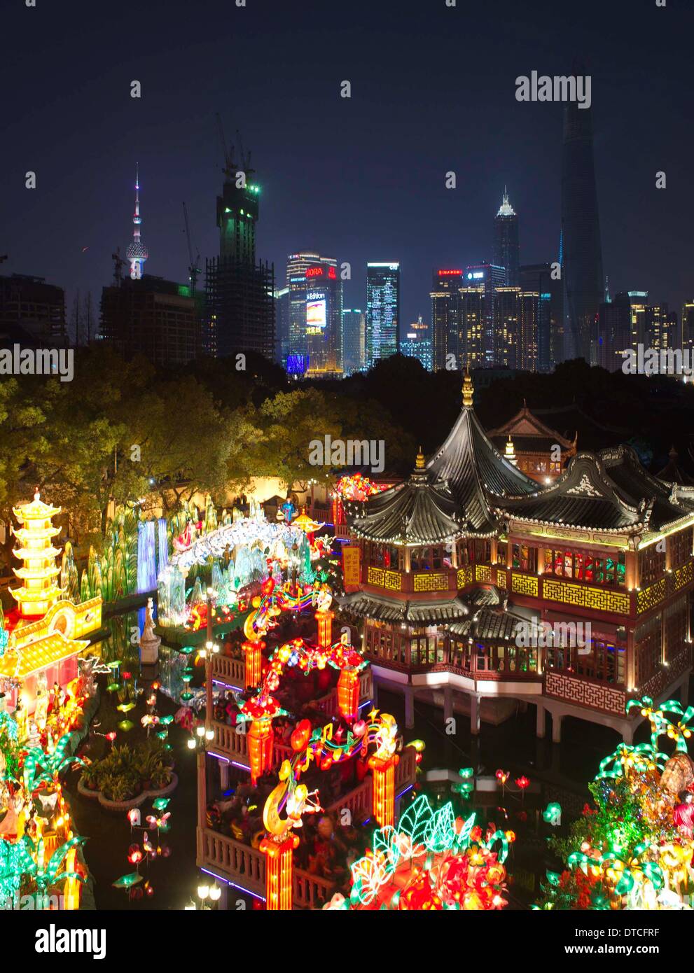 Shanghai. 14th Feb, 2014. Lanterns are seen at the Yuyuan Garden during ...