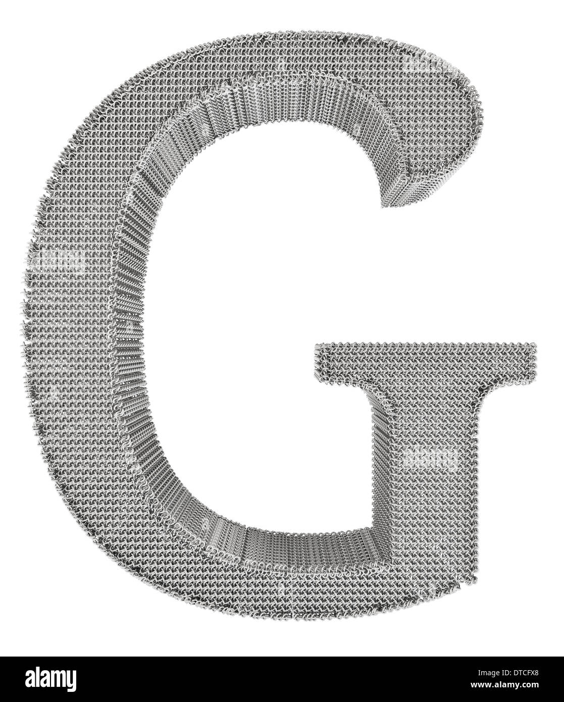 Graphical chain mesh metal lettering isolated on white background Stock ...