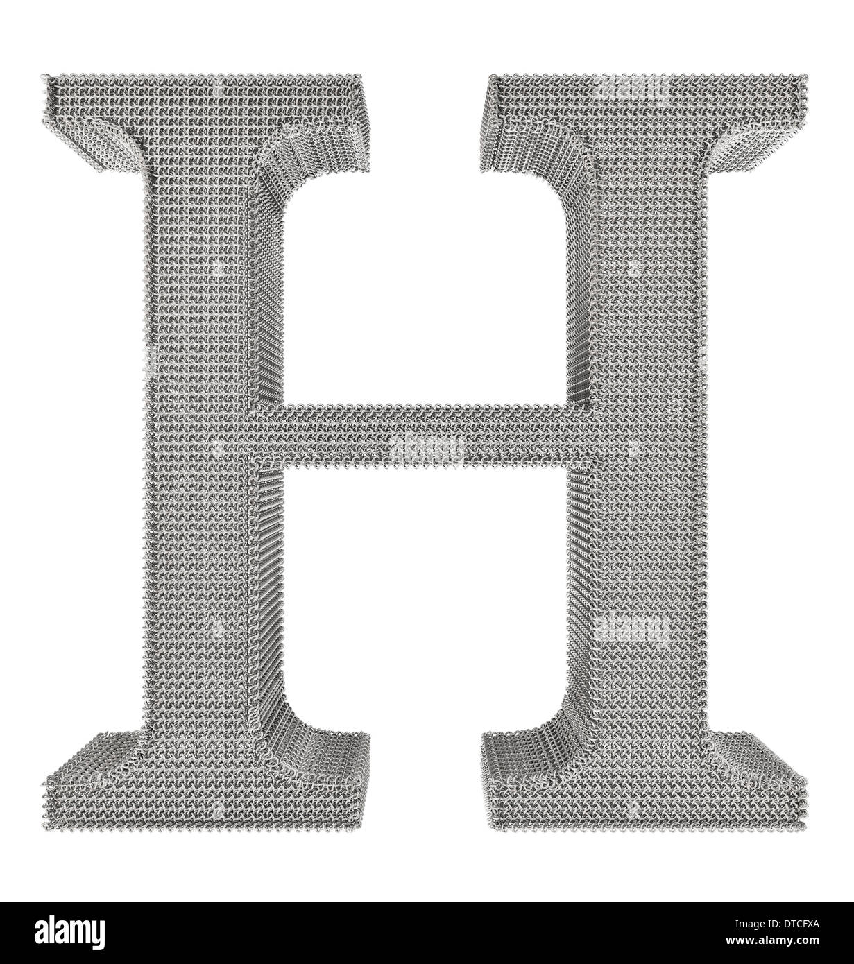 Graphical chain mesh metal lettering isolated on white background Stock ...