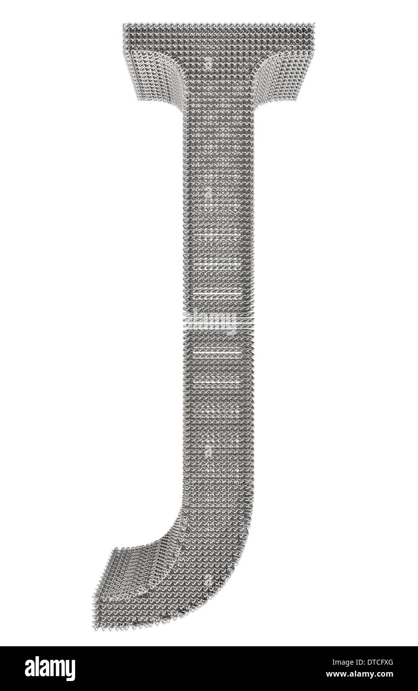 Graphical chain mesh metal lettering isolated on white background Stock ...