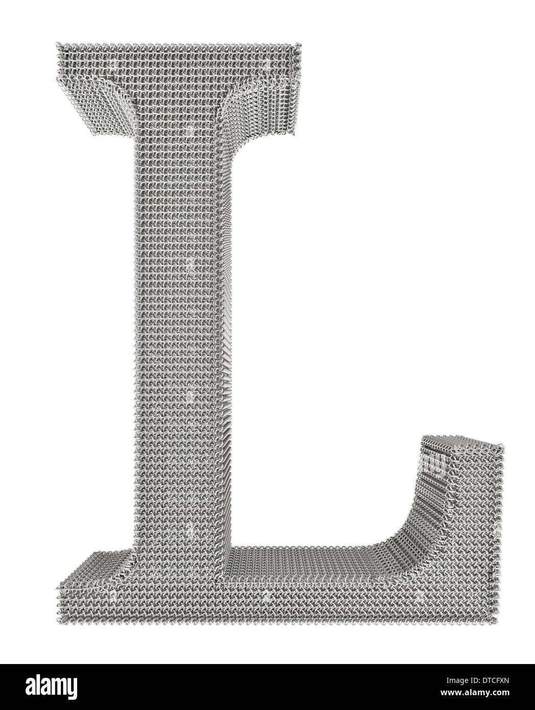 Graphical chain mesh metal lettering isolated on white background Stock ...