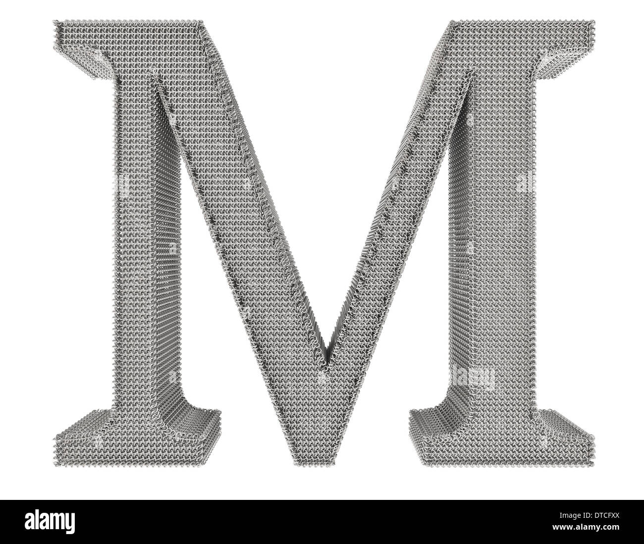 Graphical chain mesh metal lettering isolated on white background Stock ...