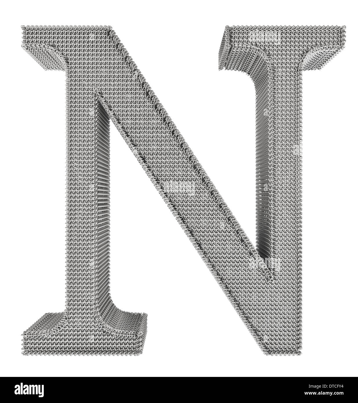 Graphical chain mesh metal lettering isolated on white background Stock ...