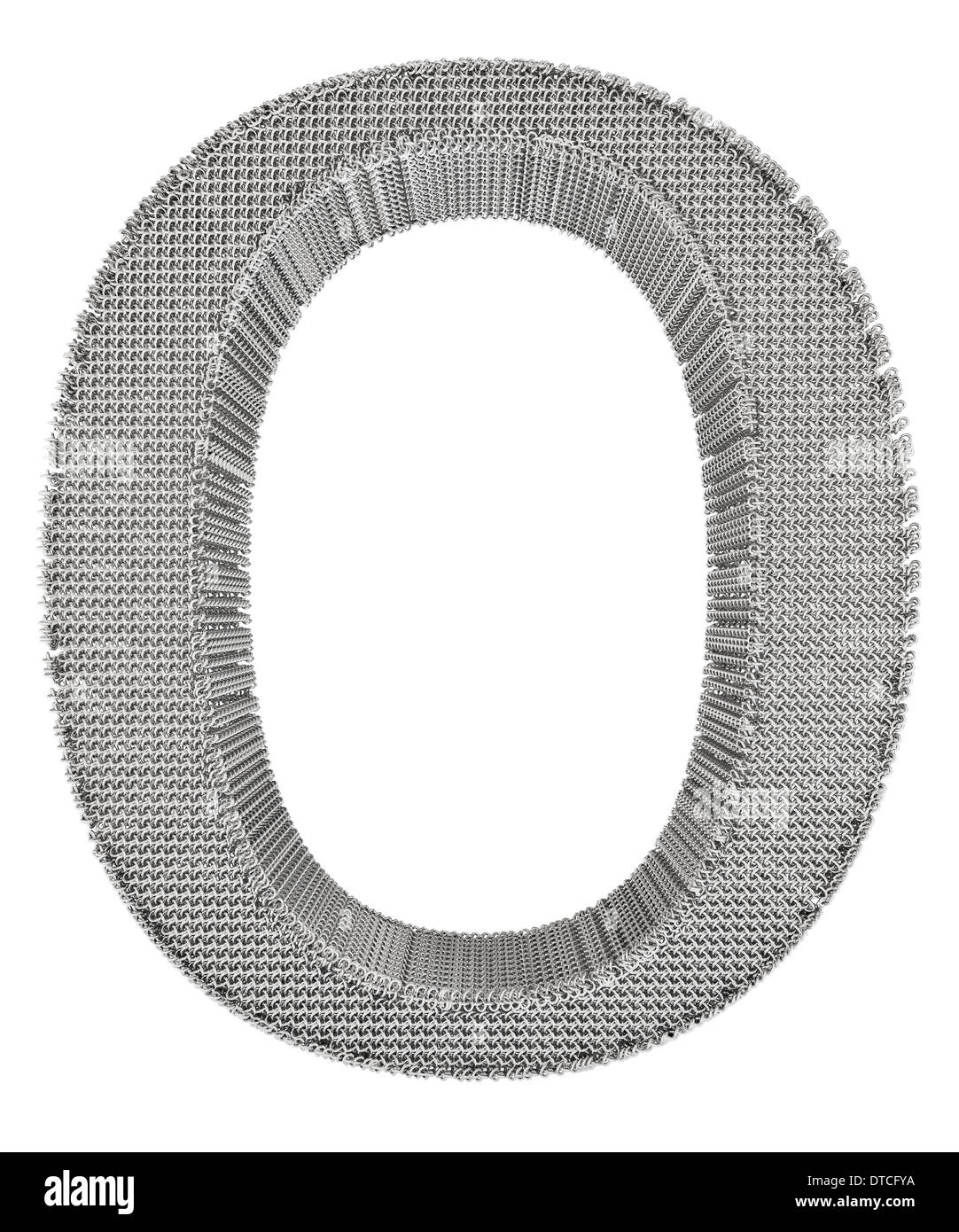Graphical chain mesh metal lettering isolated on white background Stock ...