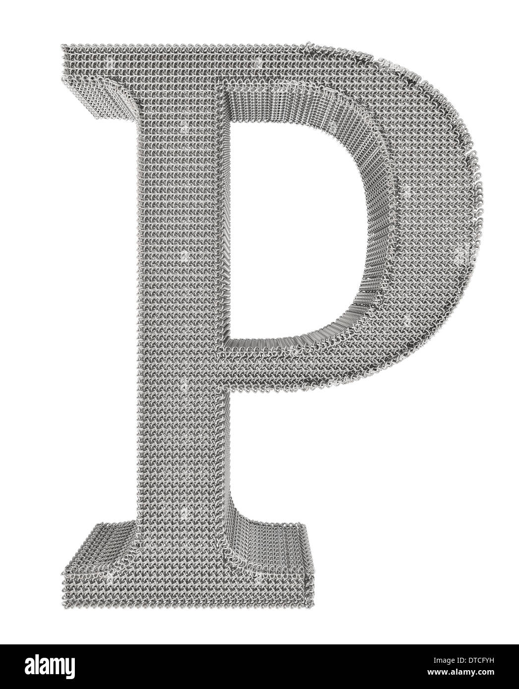 Graphical chain mesh metal lettering isolated on white background Stock ...