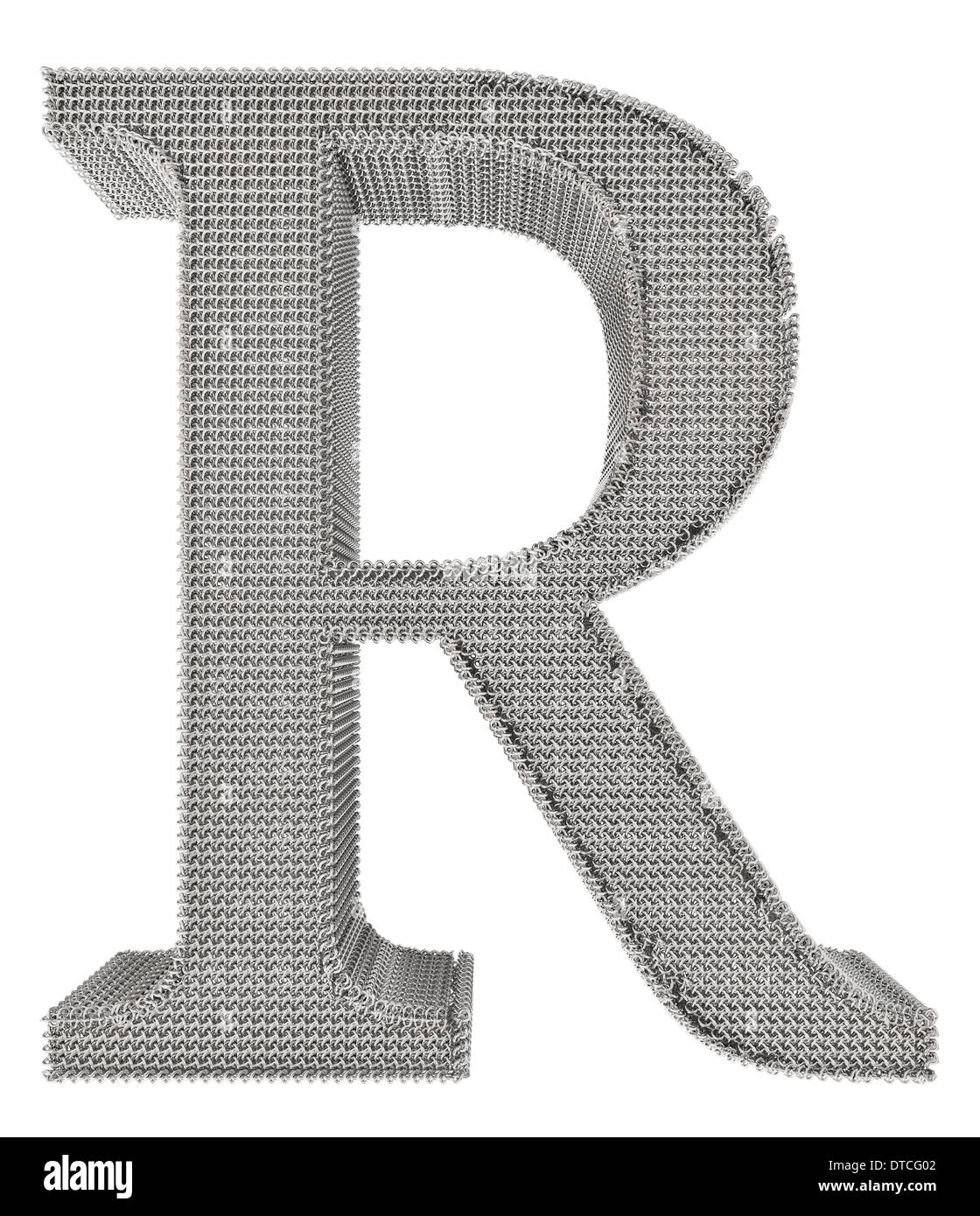 Graphical chain mesh metal lettering isolated on white background Stock ...