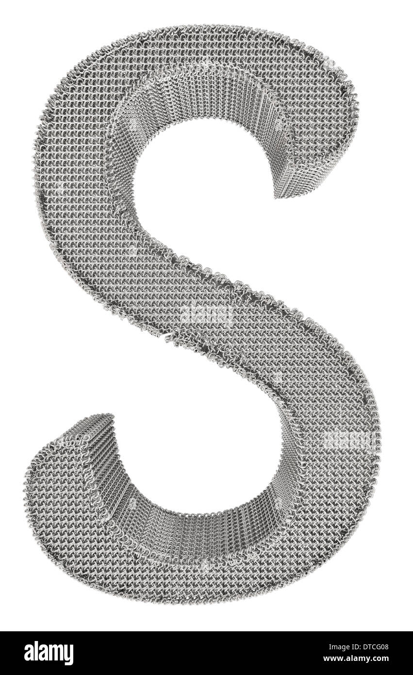 Graphical chain mesh metal lettering isolated on white background Stock ...