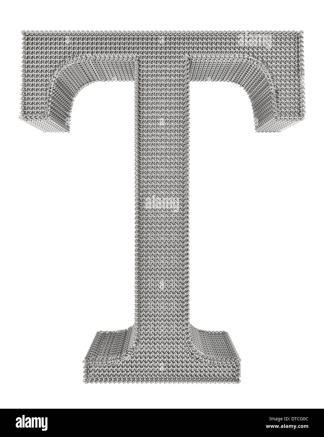 Graphical chain mesh metal lettering isolated on white background Stock ...
