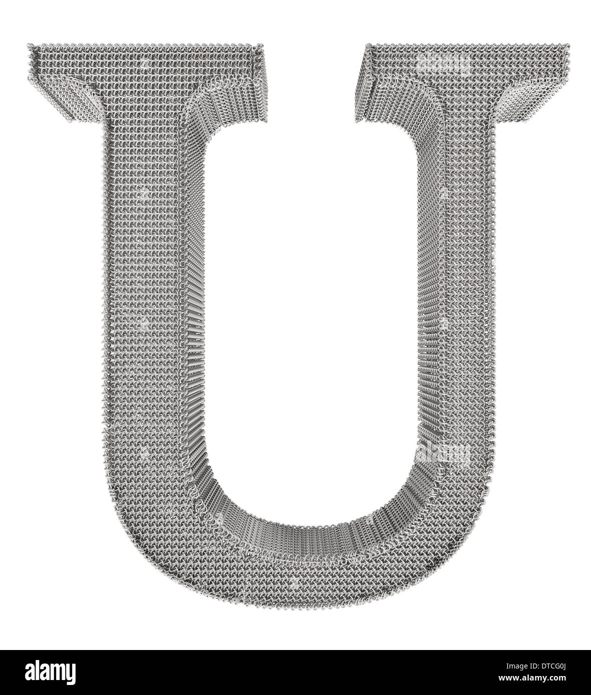 Graphical chain mesh metal lettering isolated on white background Stock ...