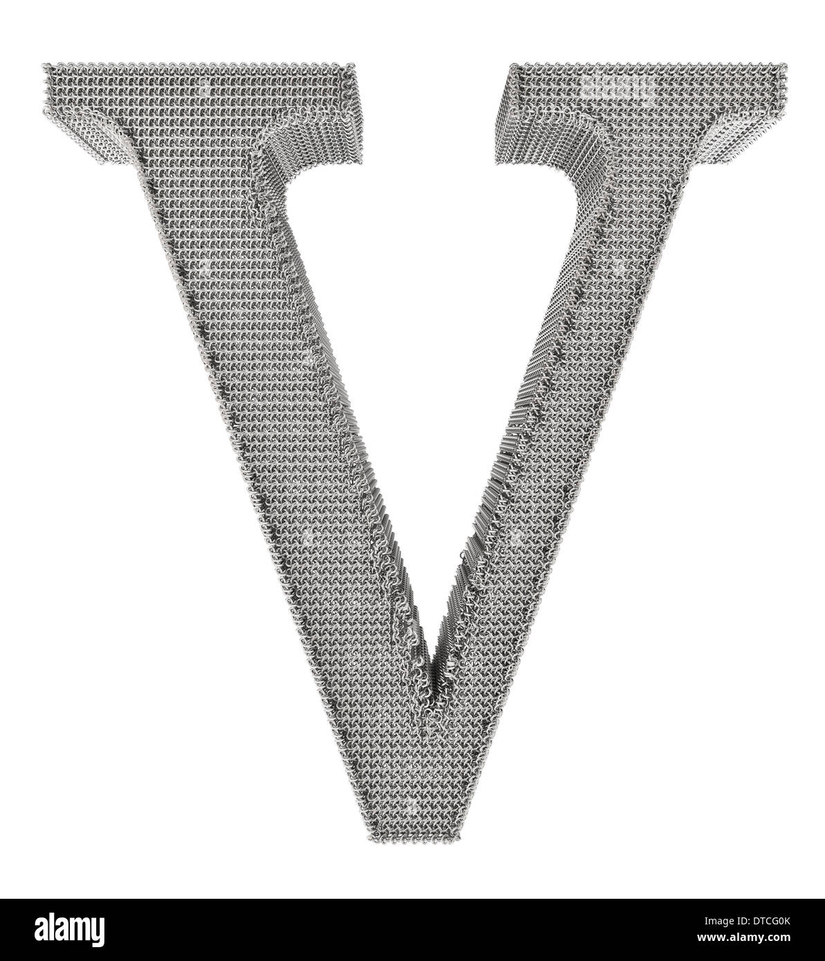 Graphical chain mesh metal lettering isolated on white background Stock ...