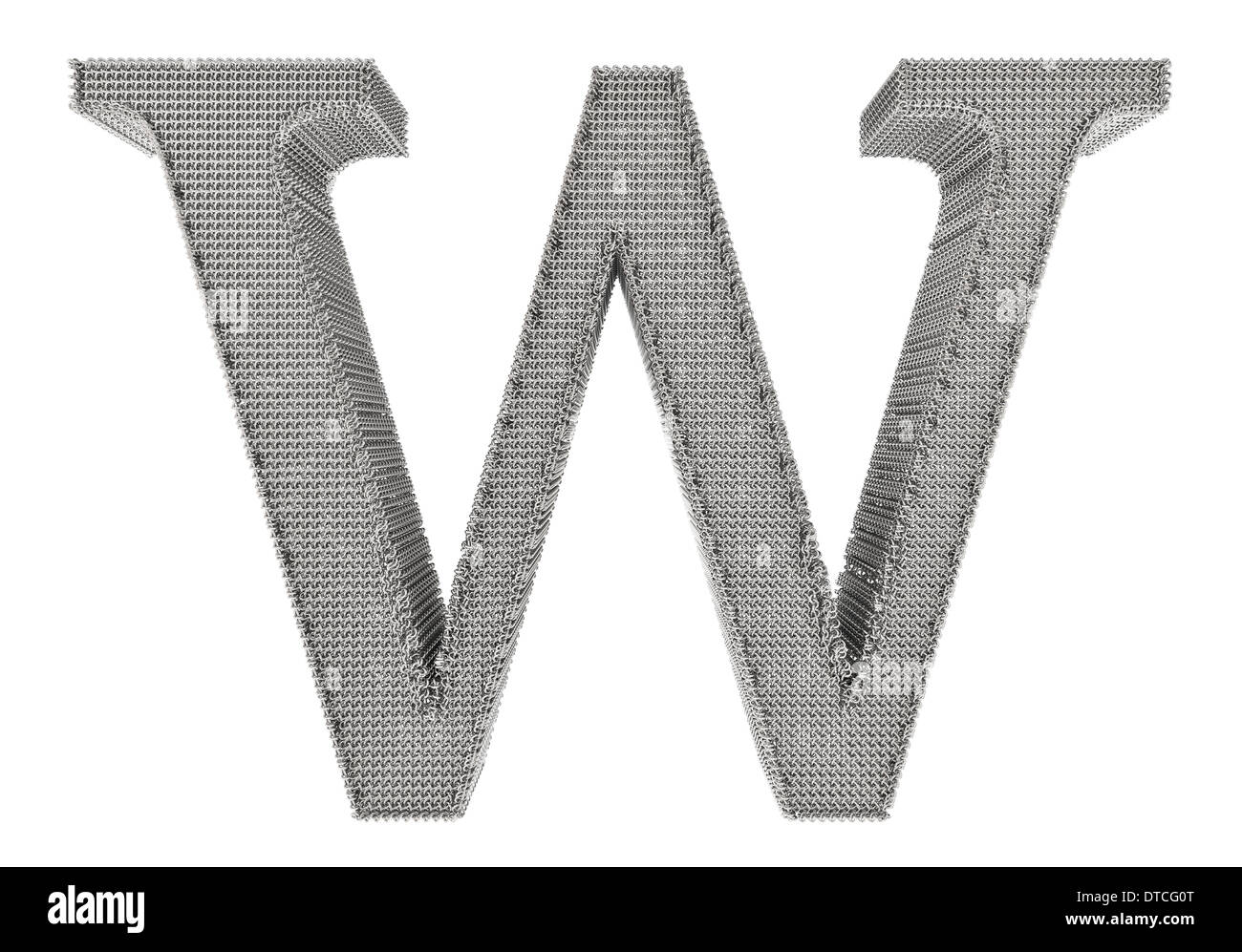 Graphical chain mesh metal lettering isolated on white background Stock ...