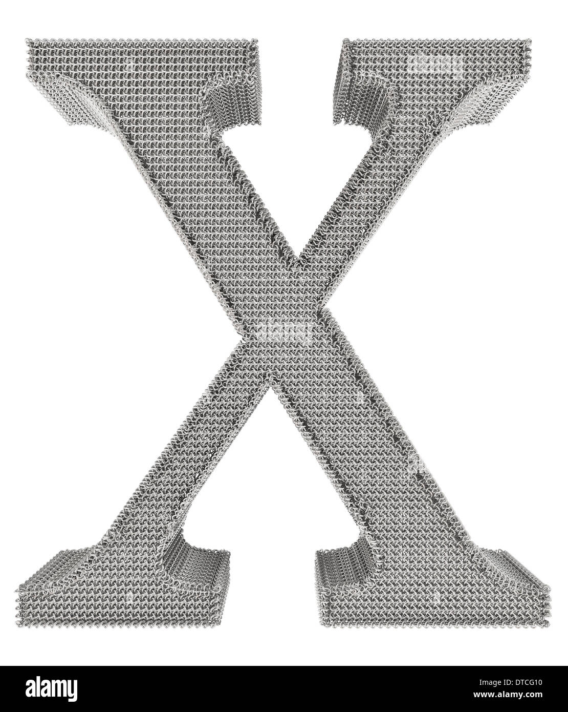 Graphical chain mesh metal lettering isolated on white background Stock ...