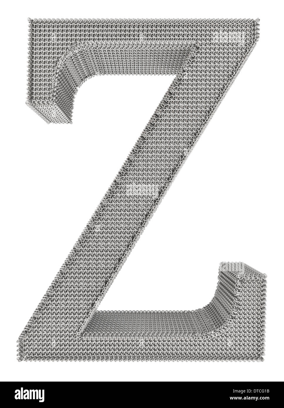 Graphical chain mesh metal lettering isolated on white background Stock ...