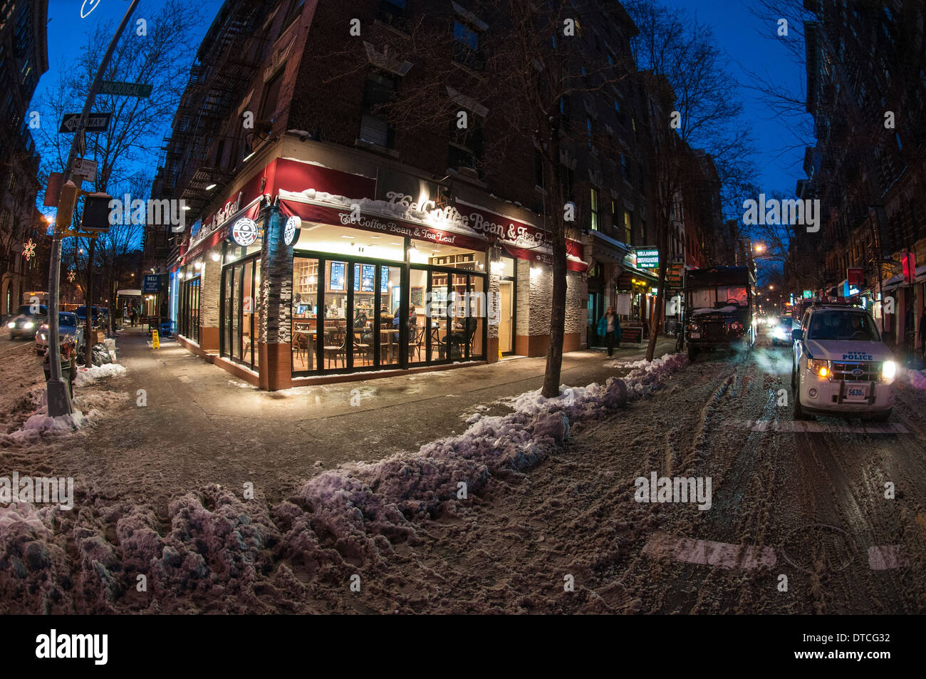 New York, NY 14 January 2014 - a slushy wintry night in Greenwich ...