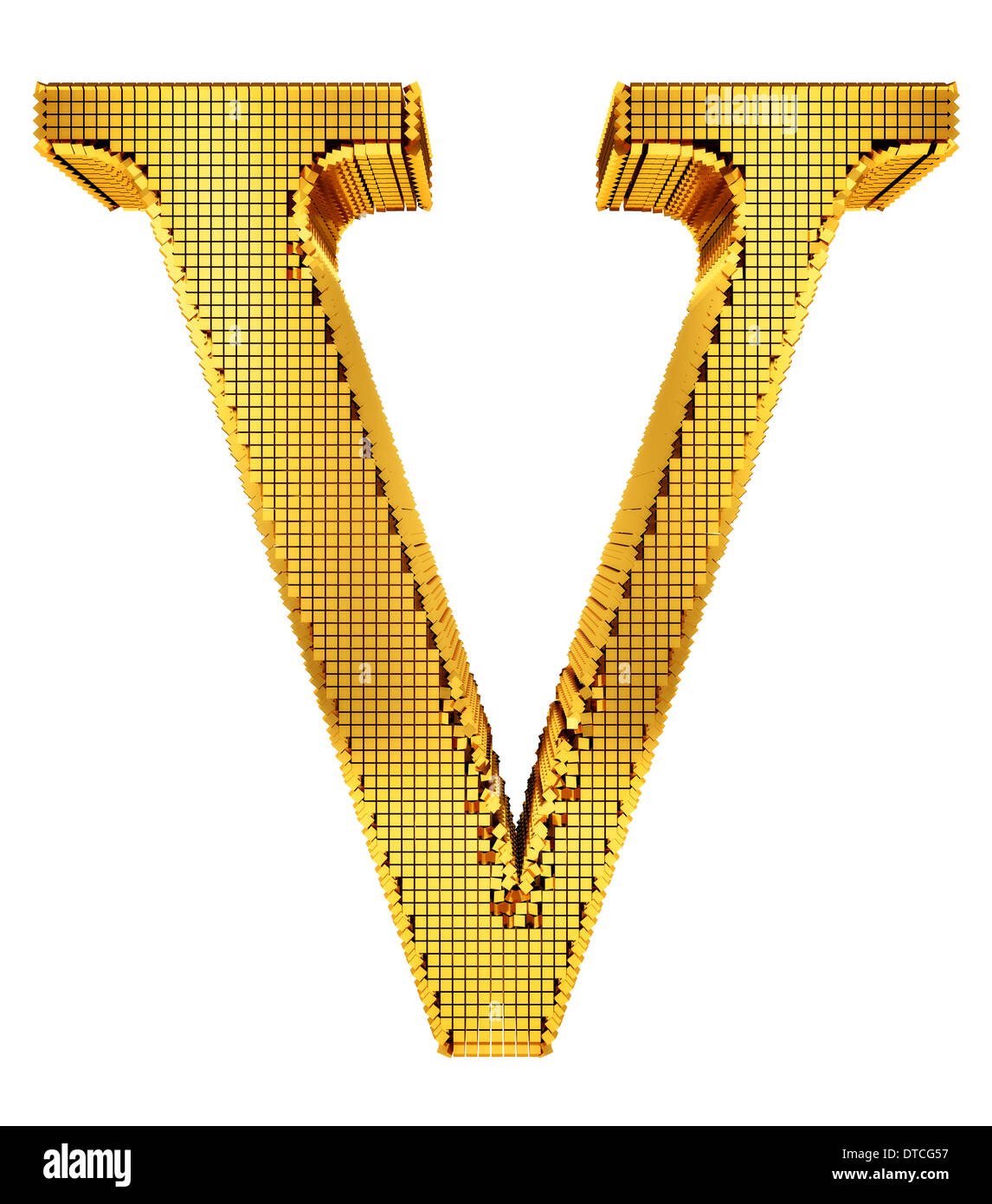 Graphical rich golden cube patterned letter isolated on white ...