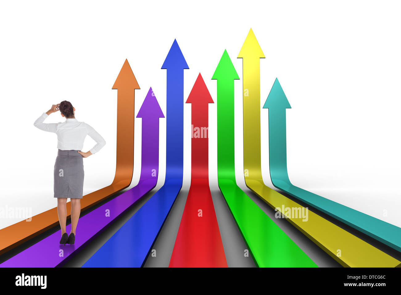 Composite image of businesswoman scratching her head Stock Photo - Alamy