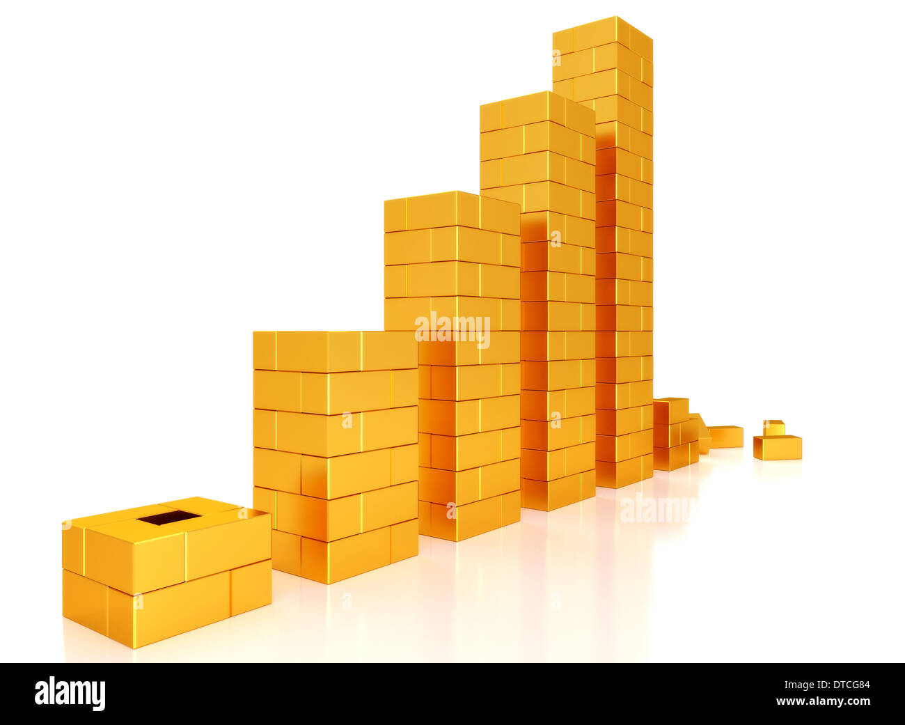 Rich gold colored graph made of bricks and under construction Stock ...