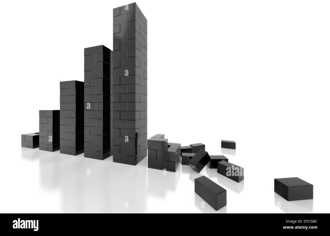 Graphite black colored graph made of bricks and under construction ...