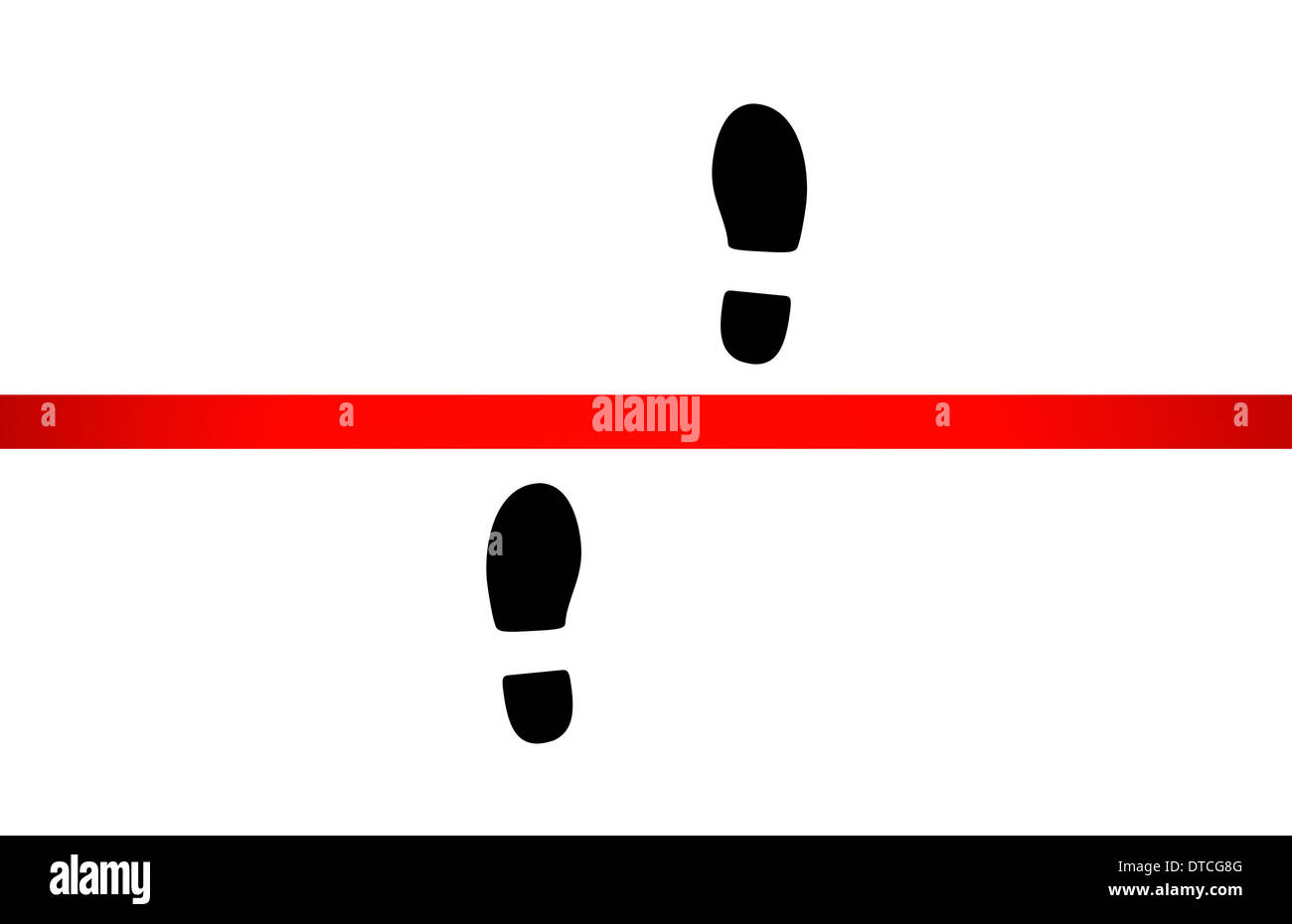 Stylish conceptual footprint and line illustration on white background ...