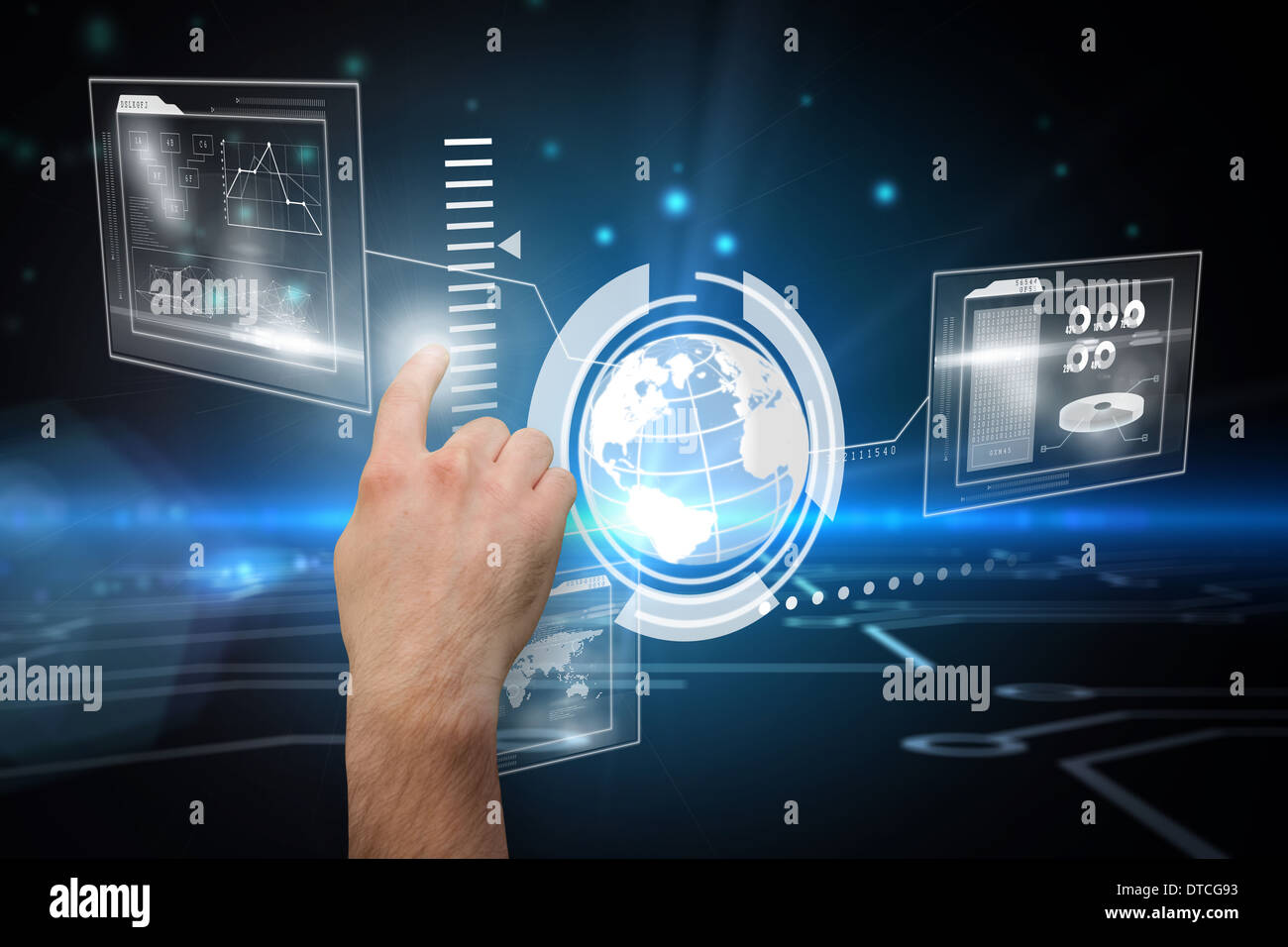 Composite image of hand pointing Stock Photo - Alamy