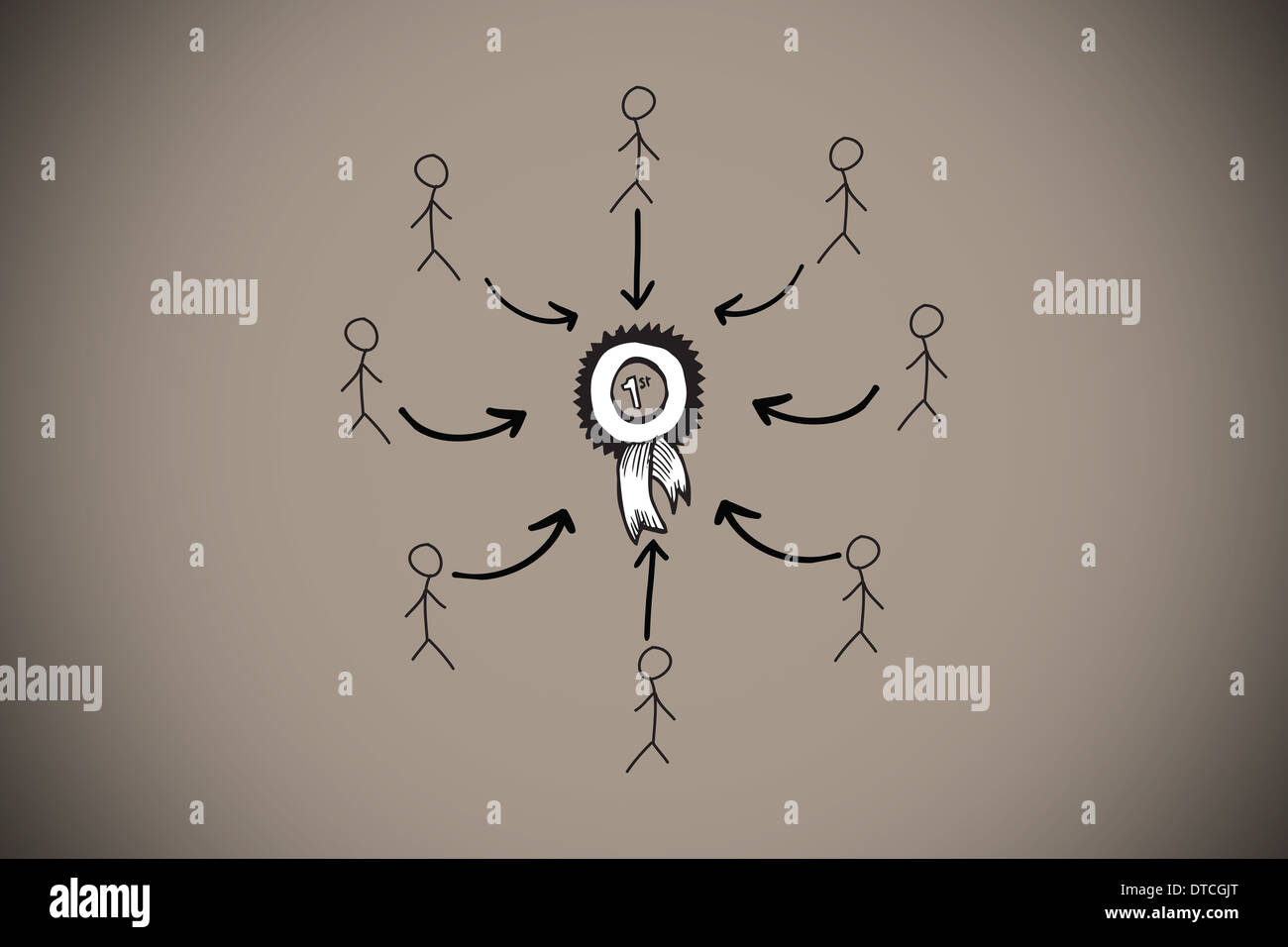 Composite image of first place doodle with stick figures on page with ...