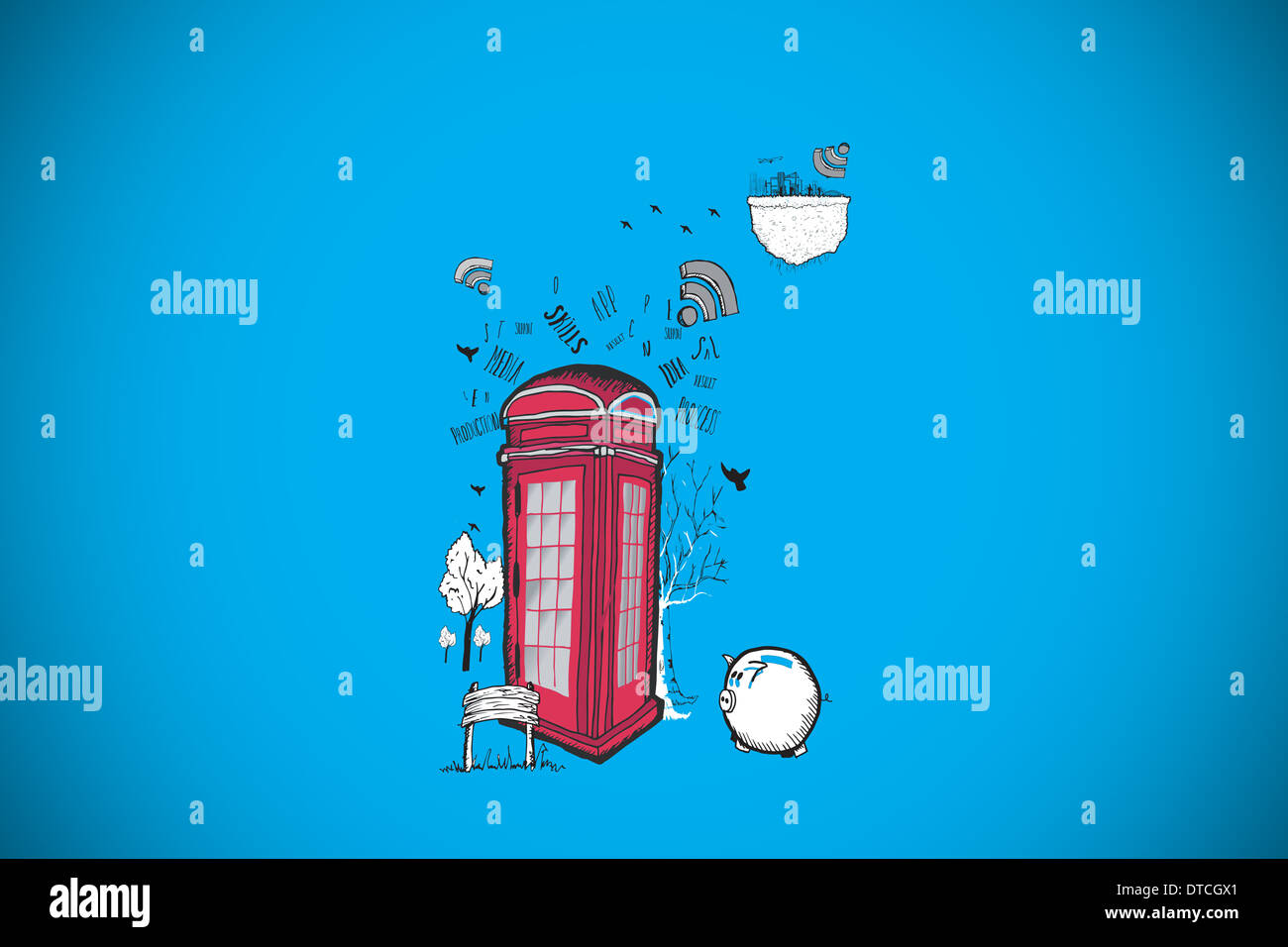 Composite image of phone box doodle Stock Photo - Alamy