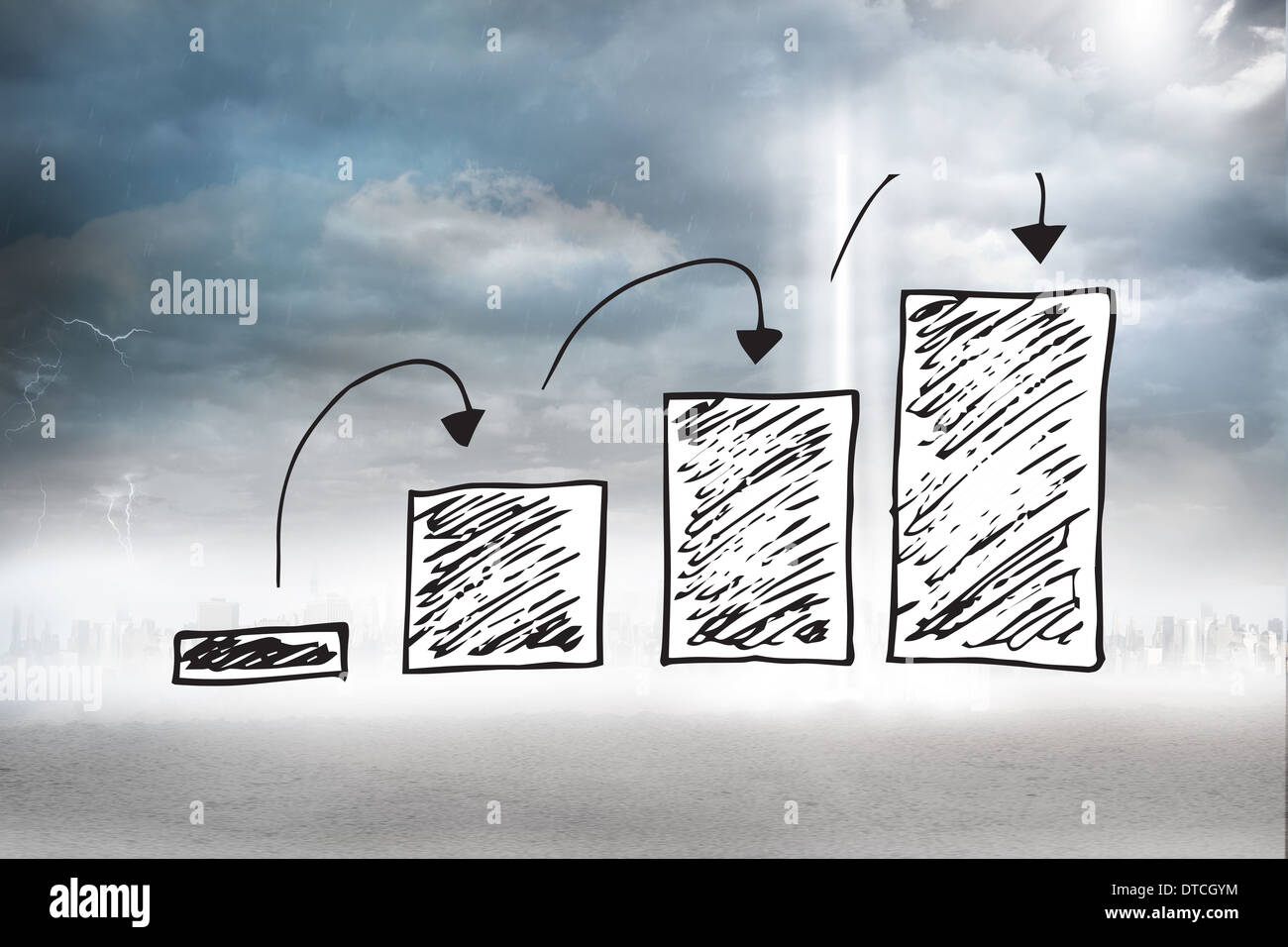 Composite image of bar chart doodle Stock Photo - Alamy