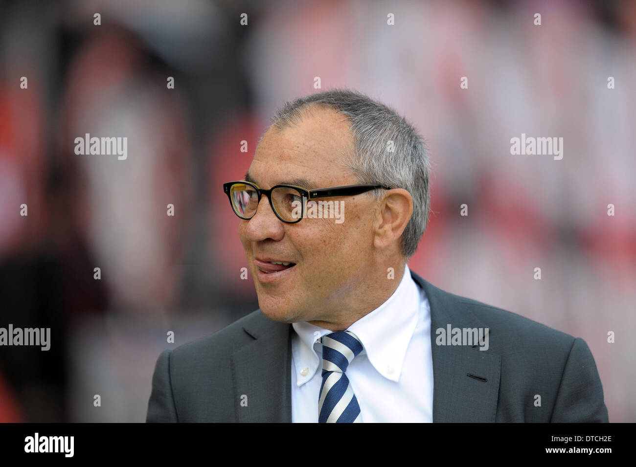 Wolfsburg's head coach Felix Magath smiles during the German Bundesliga ...