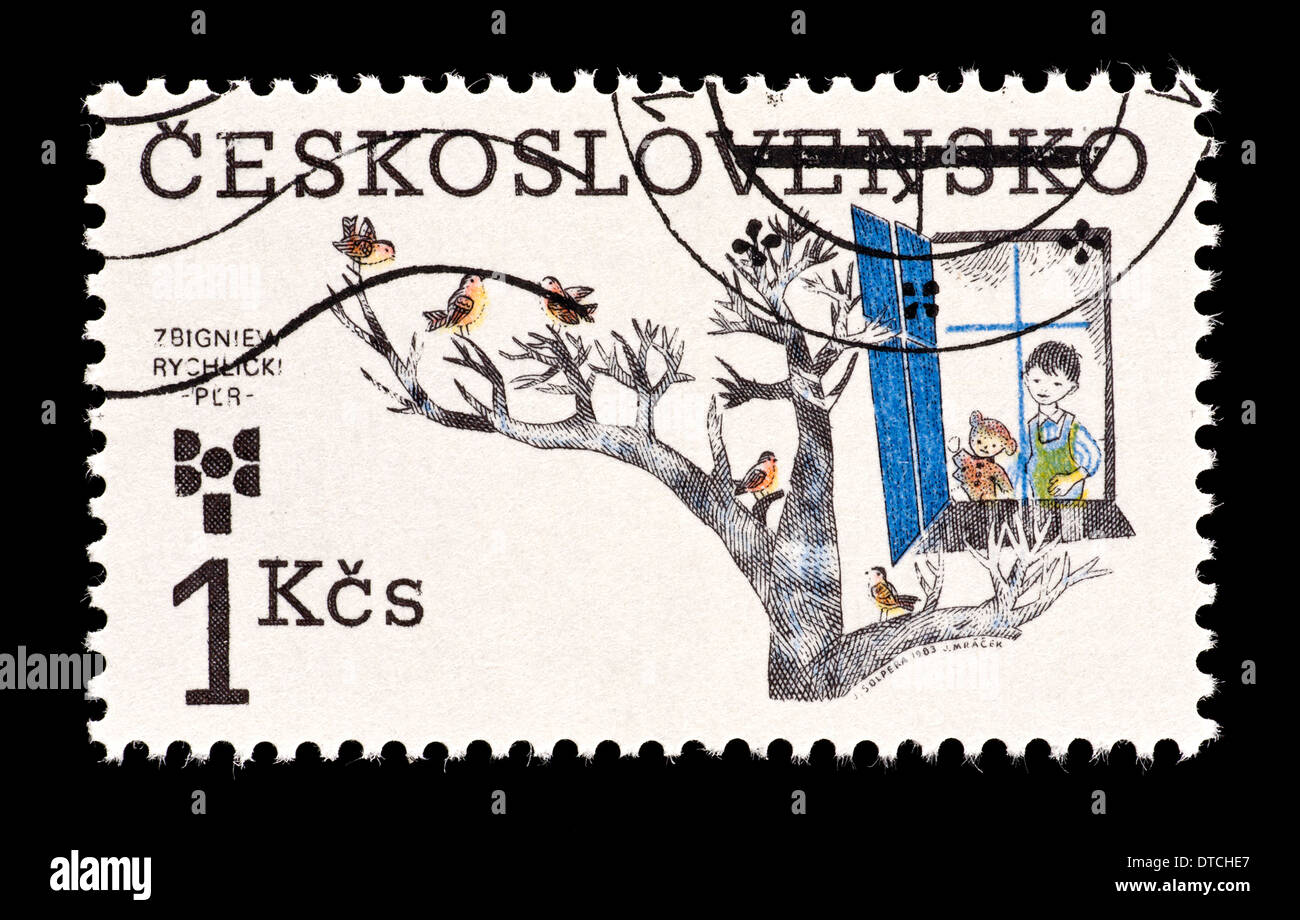 Postage stamp from Czechoslovakia depicting an illustration by Zbigniew ...