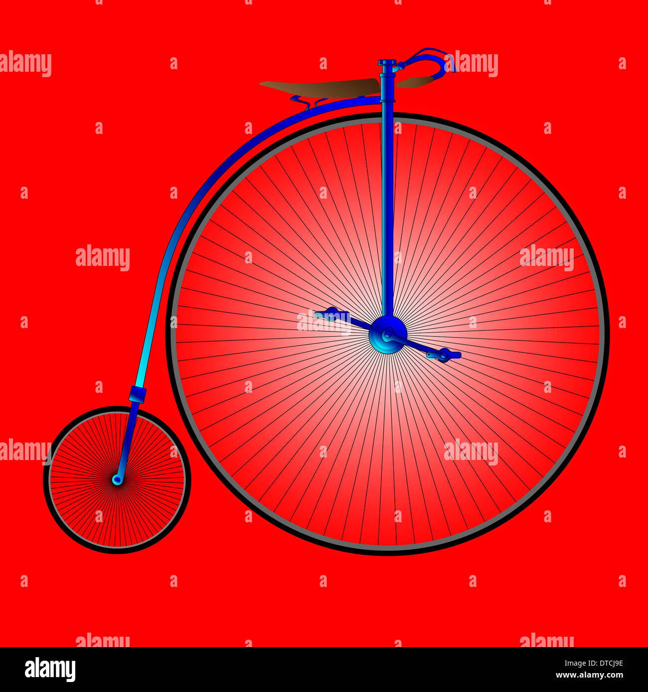 A typical penny farthing bicycle over a red background Stock Photo - Alamy