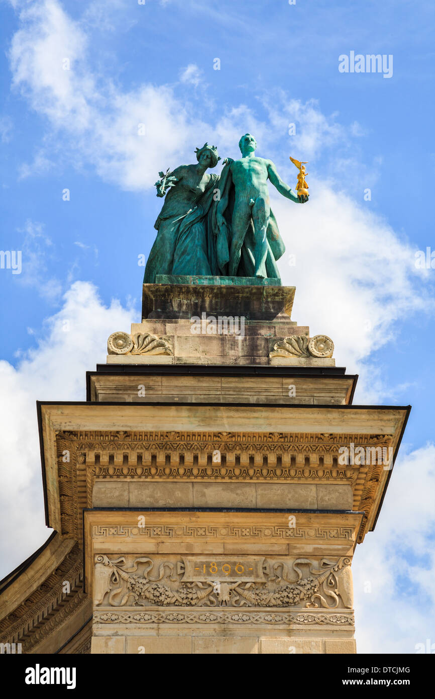 Statue at heroes square in budapest, hungary Stock Photo - Alamy