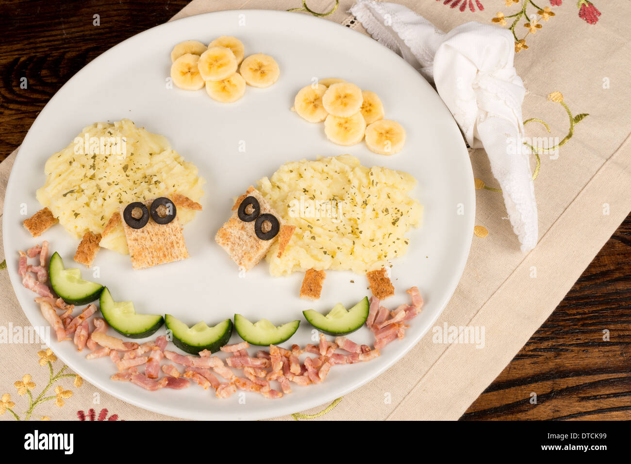 Mashed potatoes served in a creative way as kid food Stock Photo - Alamy