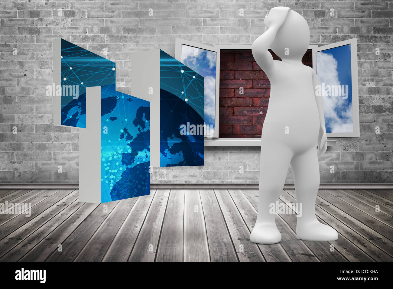 Composite image of white character thinking Stock Photo - Alamy