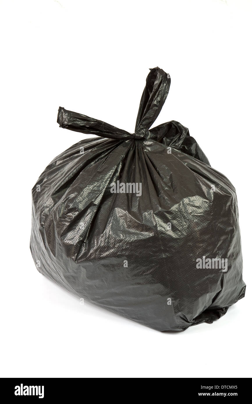 Black plastic bag from recycled plastic waste Stock Photo - Alamy