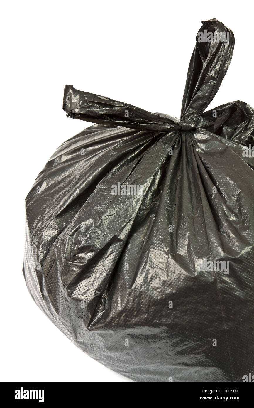Black plastic bag from recycled plastic waste Stock Photo - Alamy