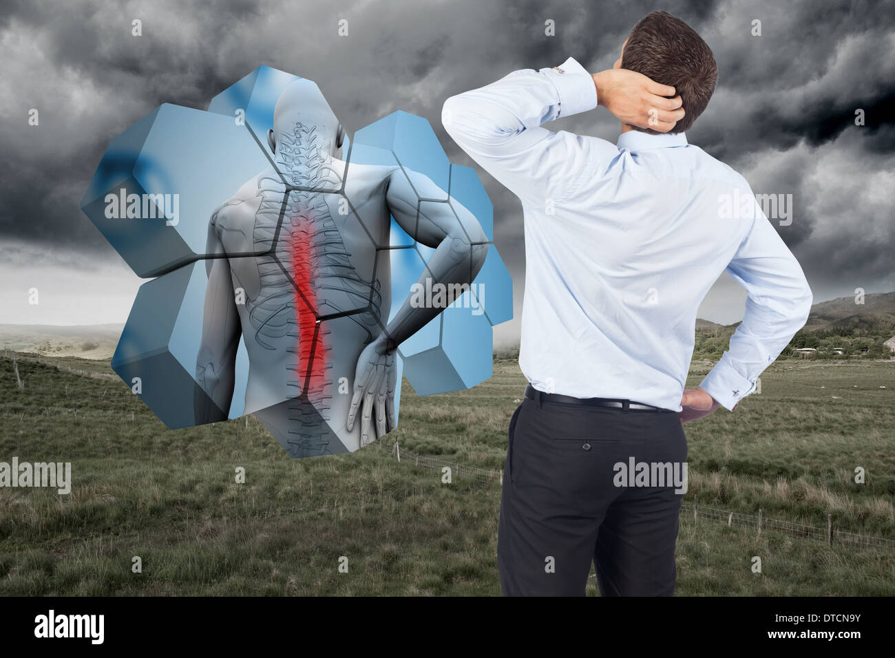 Composite image of thinking businessman scratching head Stock Photo - Alamy
