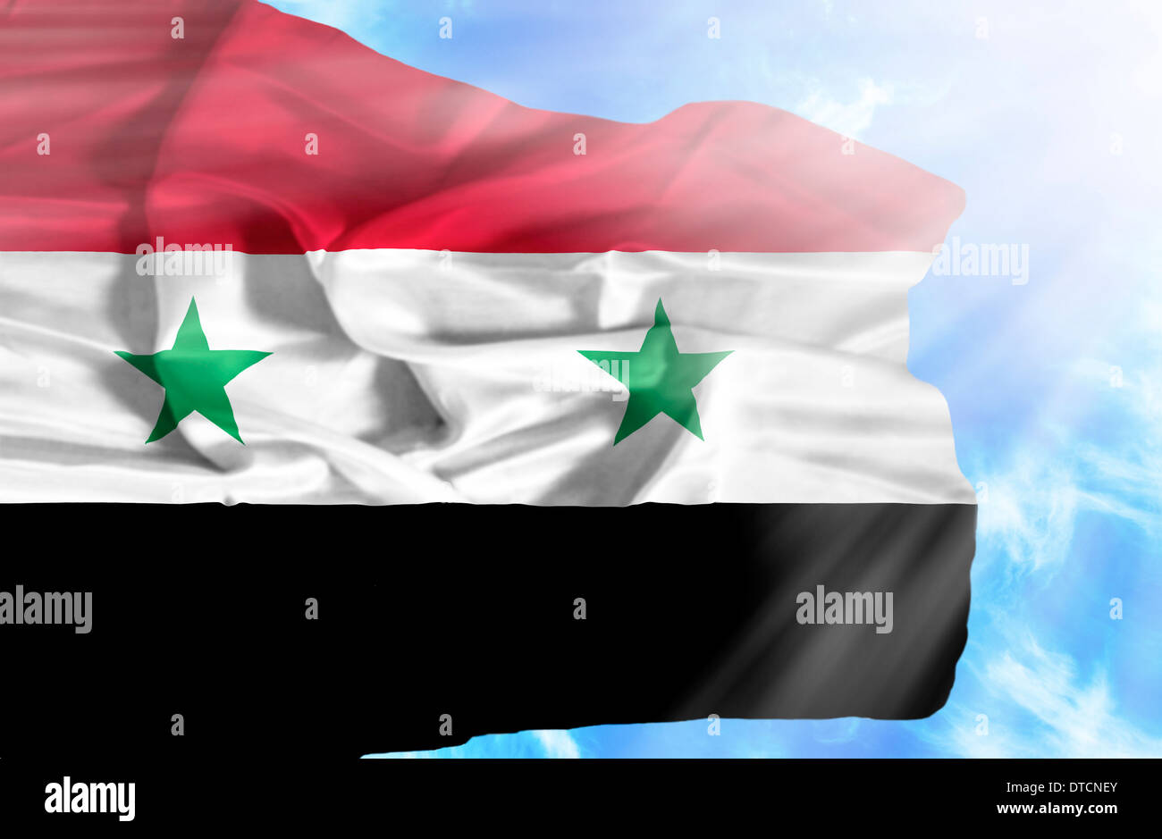 Syria waving flag against blue sky with sunrays Stock Photo - Alamy