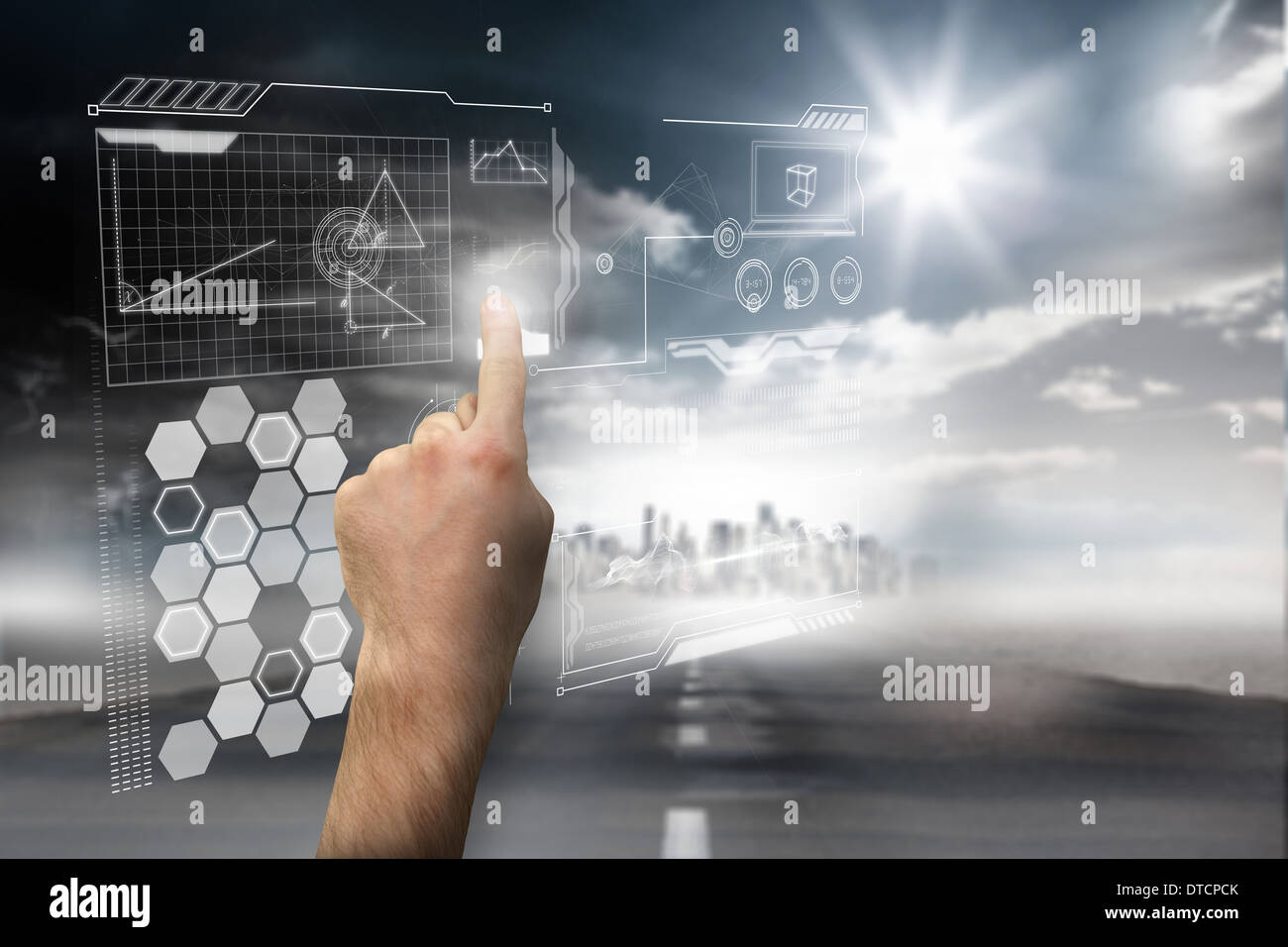 Composite image of hand pointing Stock Photo - Alamy