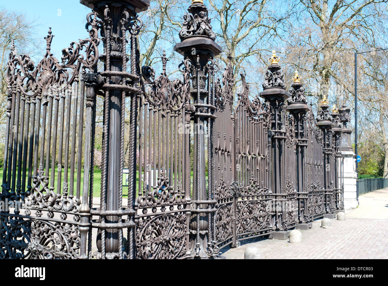 Iron railing around small park garden in London, England Stock Photo ...