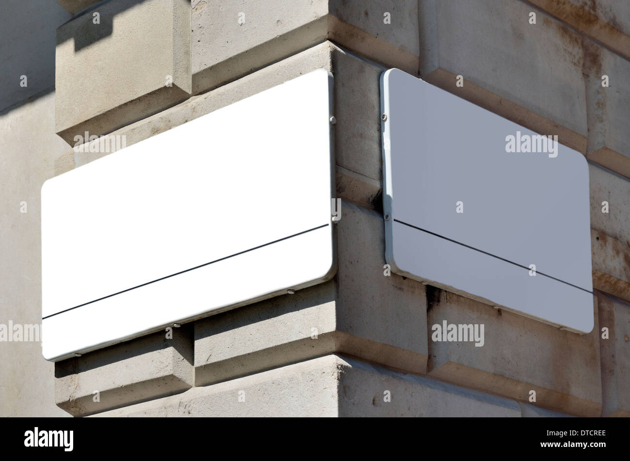 Blank street signs (London) [Text deleted] Stock Photo - Alamy