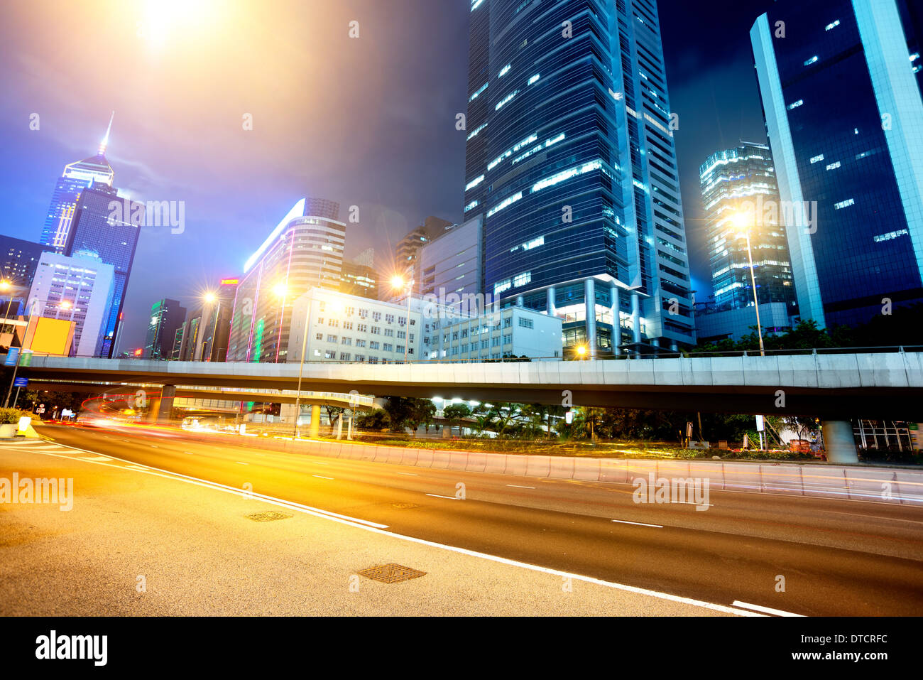 traffic in Hong Kong at night Stock Photo - Alamy