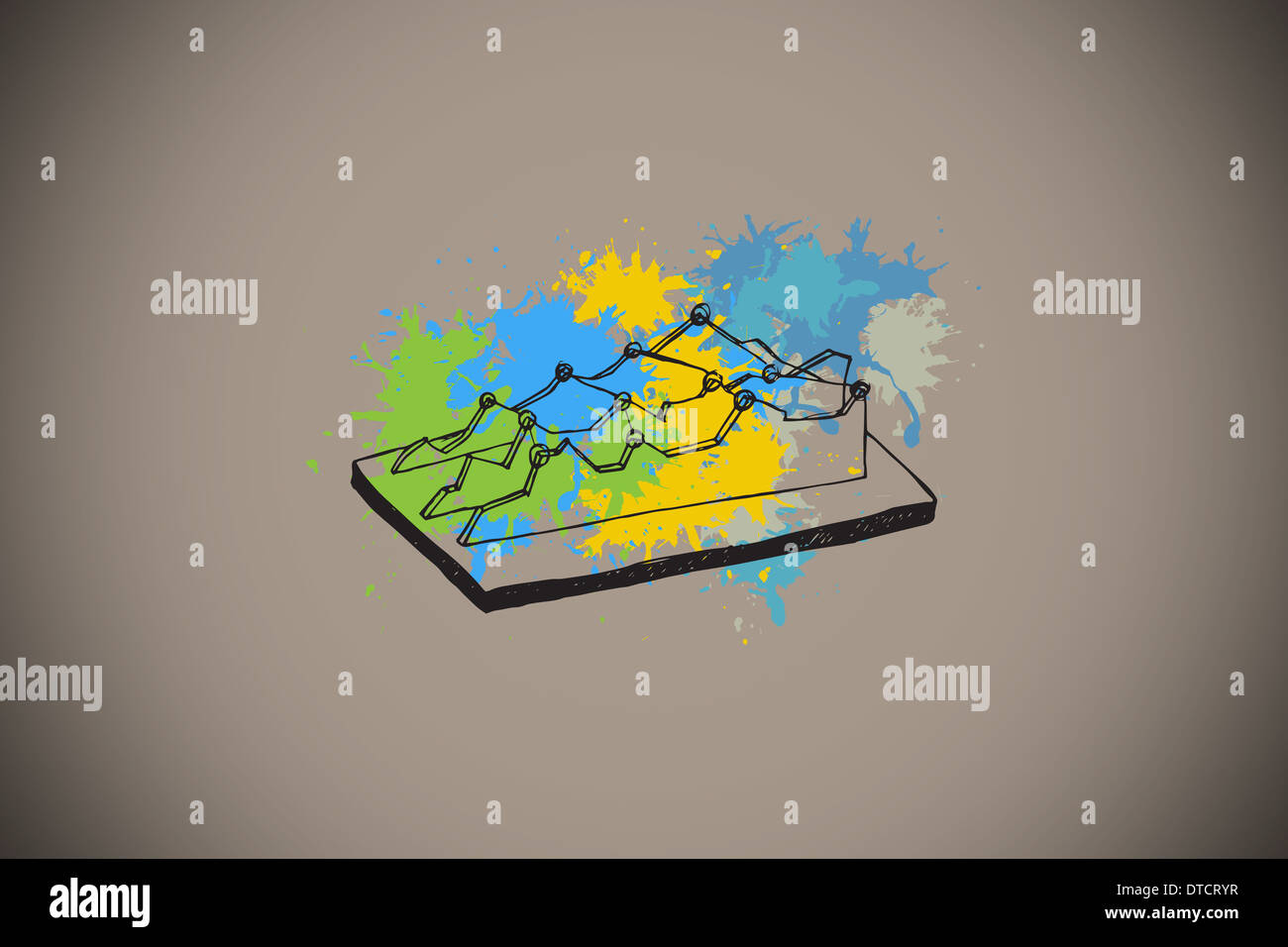 Composite image of graph on paint splashes Stock Photo - Alamy