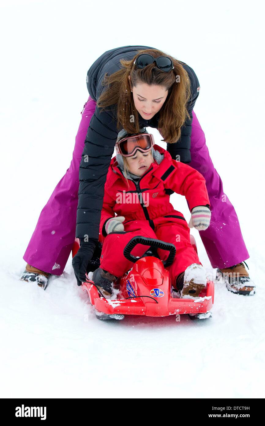 Verbier, Switzerland. 14th Feb, 2014. Crown Princess Mary and Princess ...