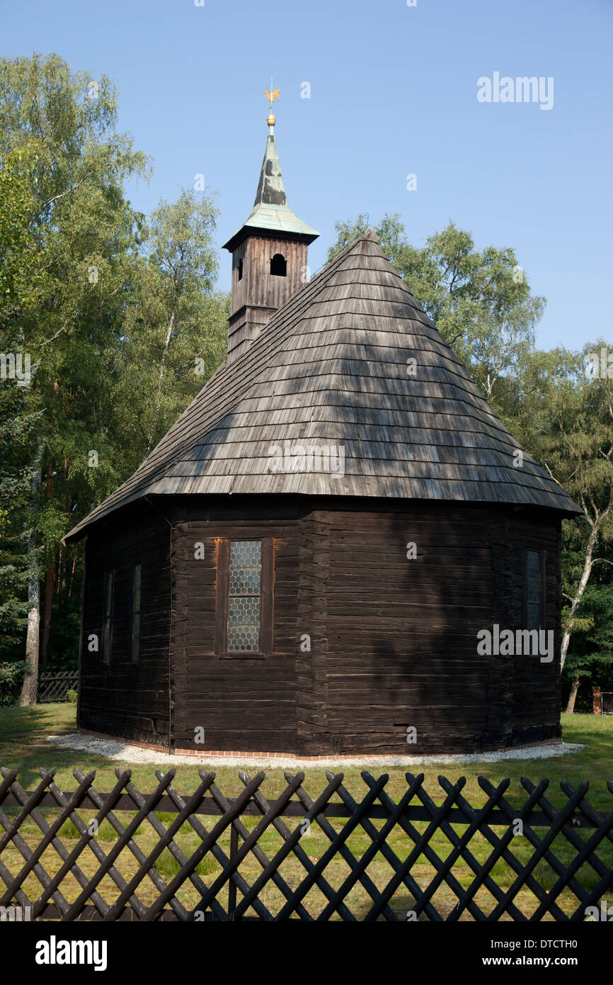 Boxberg, Germany, Protestant church in wood meal Sprey Stock Photo - Alamy